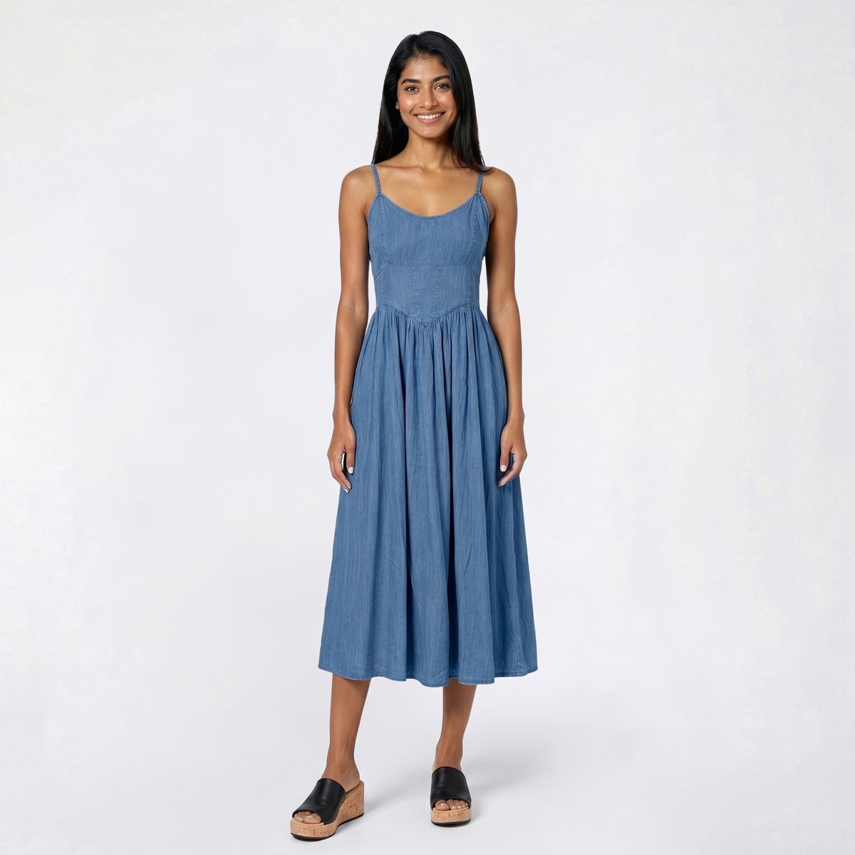 Click here for Juniors Love Tree Tencel Corset Tie Midi Dress prices